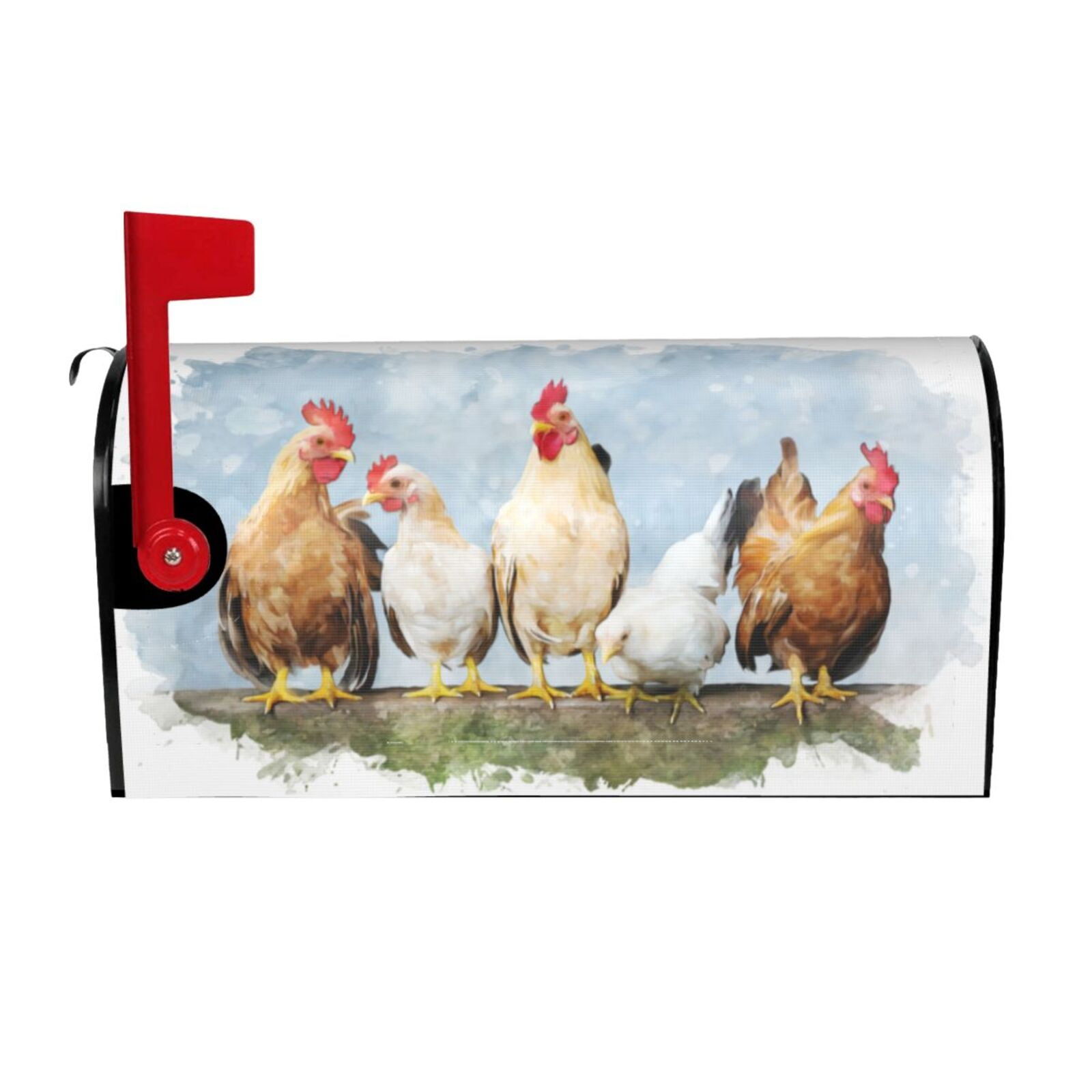 PHELIKA Chicken and Roosters Watercolor Farm Animal Magnetic Mailbox ...