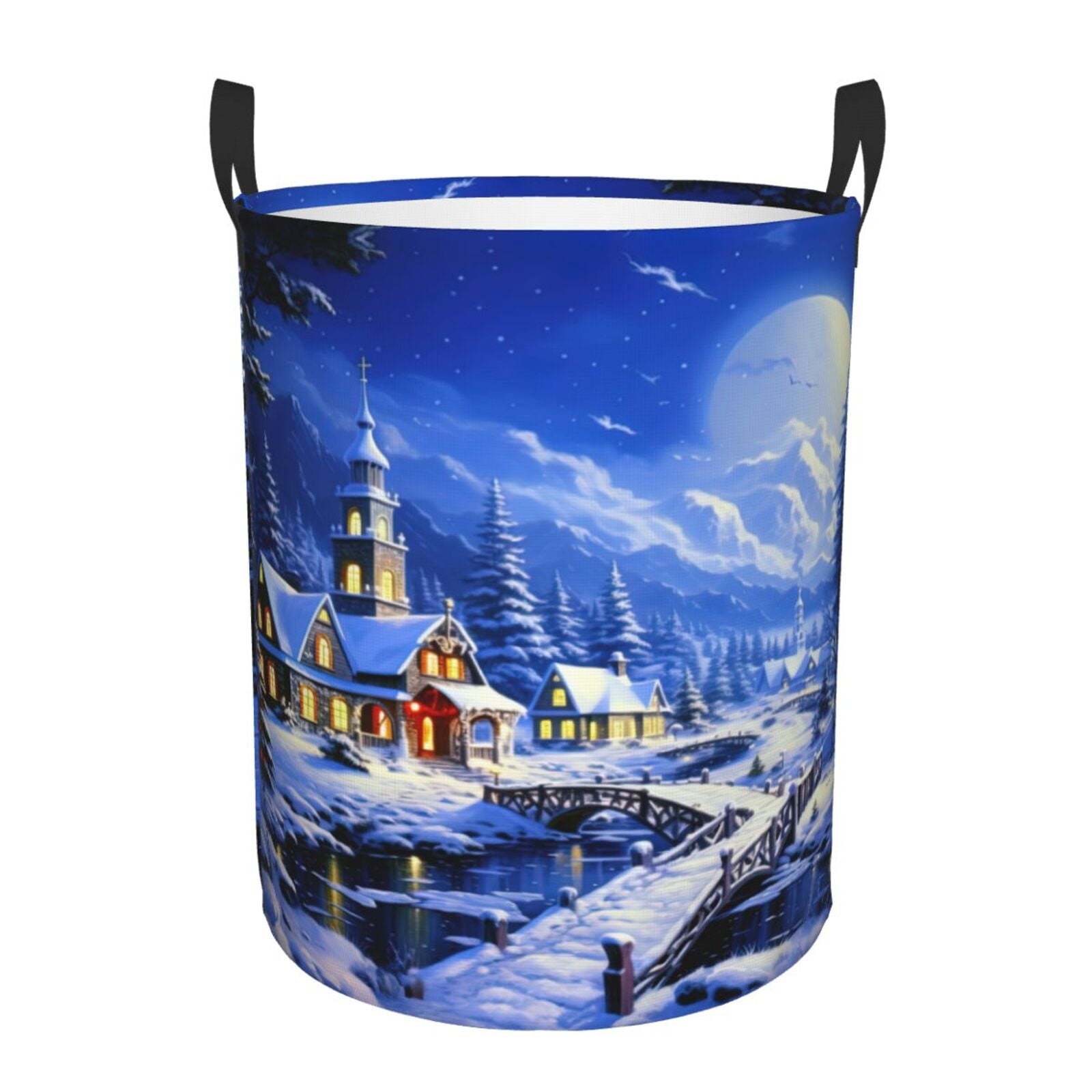 PHELIKA Christmas Scenery 03 Laundry Hamper Waterproof Foldable Oxford ...