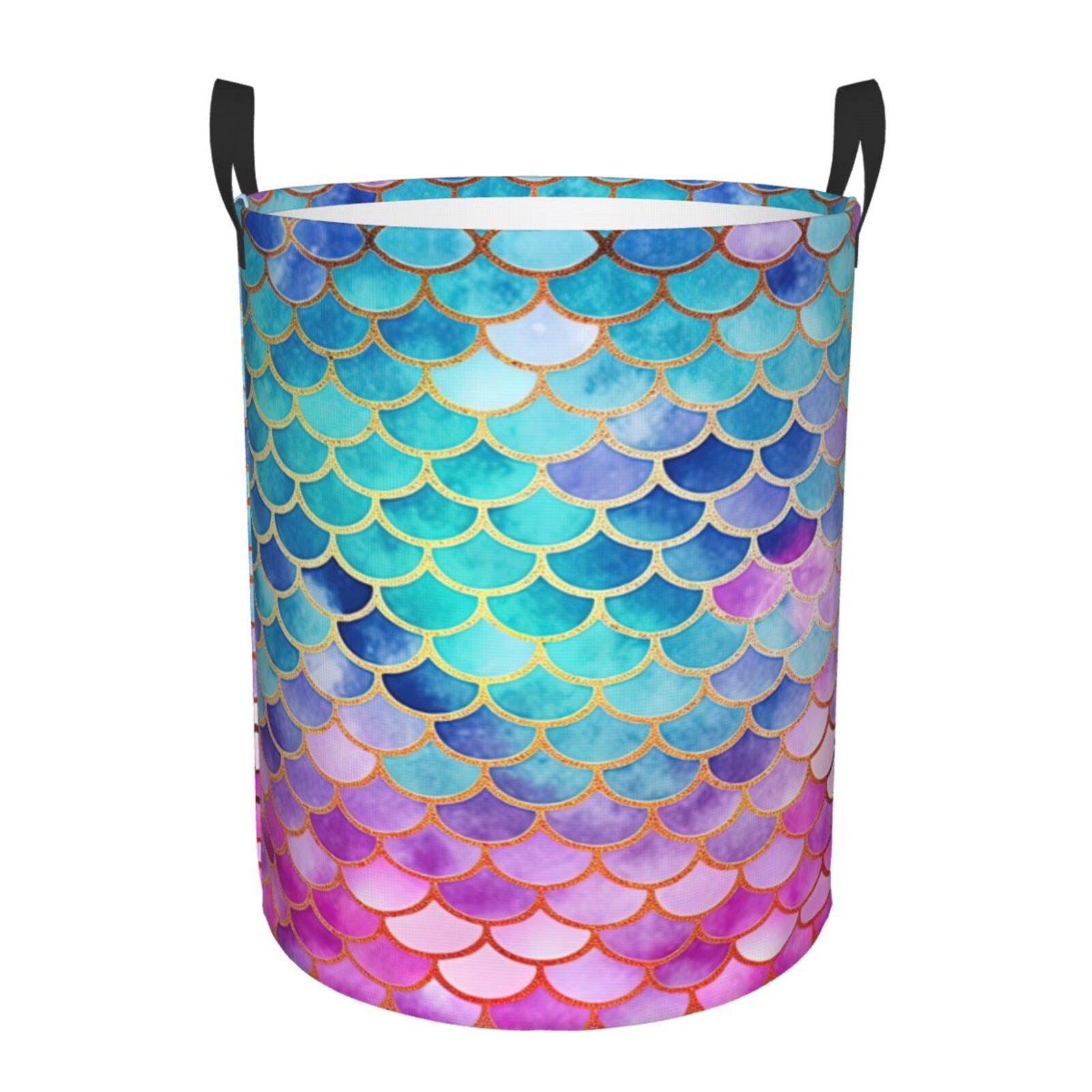 PHELIKA Colorful Mermaid Scales 01 Laundry Basket 65L Large Foldable ...