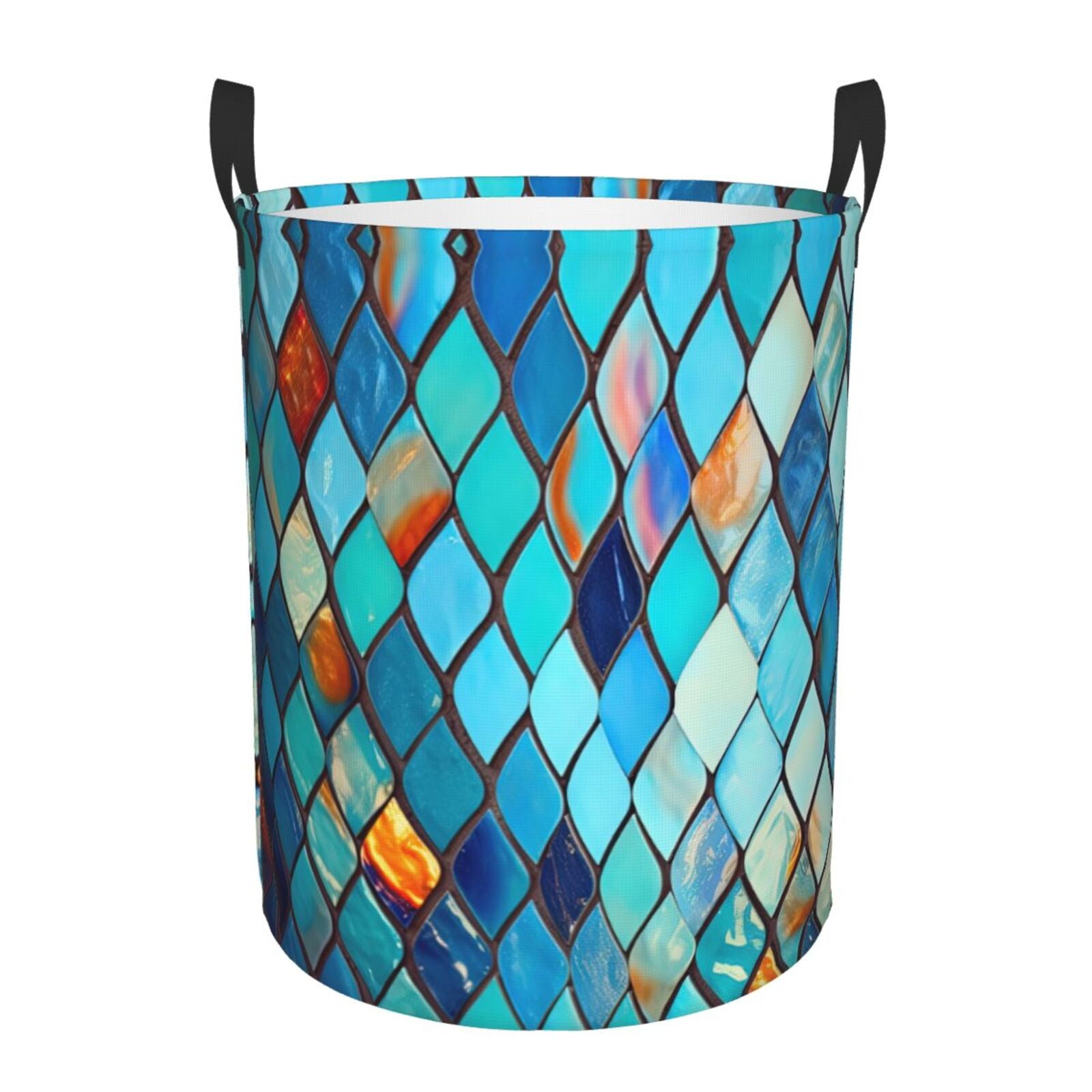 PHELIKA Colorful Mosaic Tile Walls 02 Laundry Hamper Waterproof ...