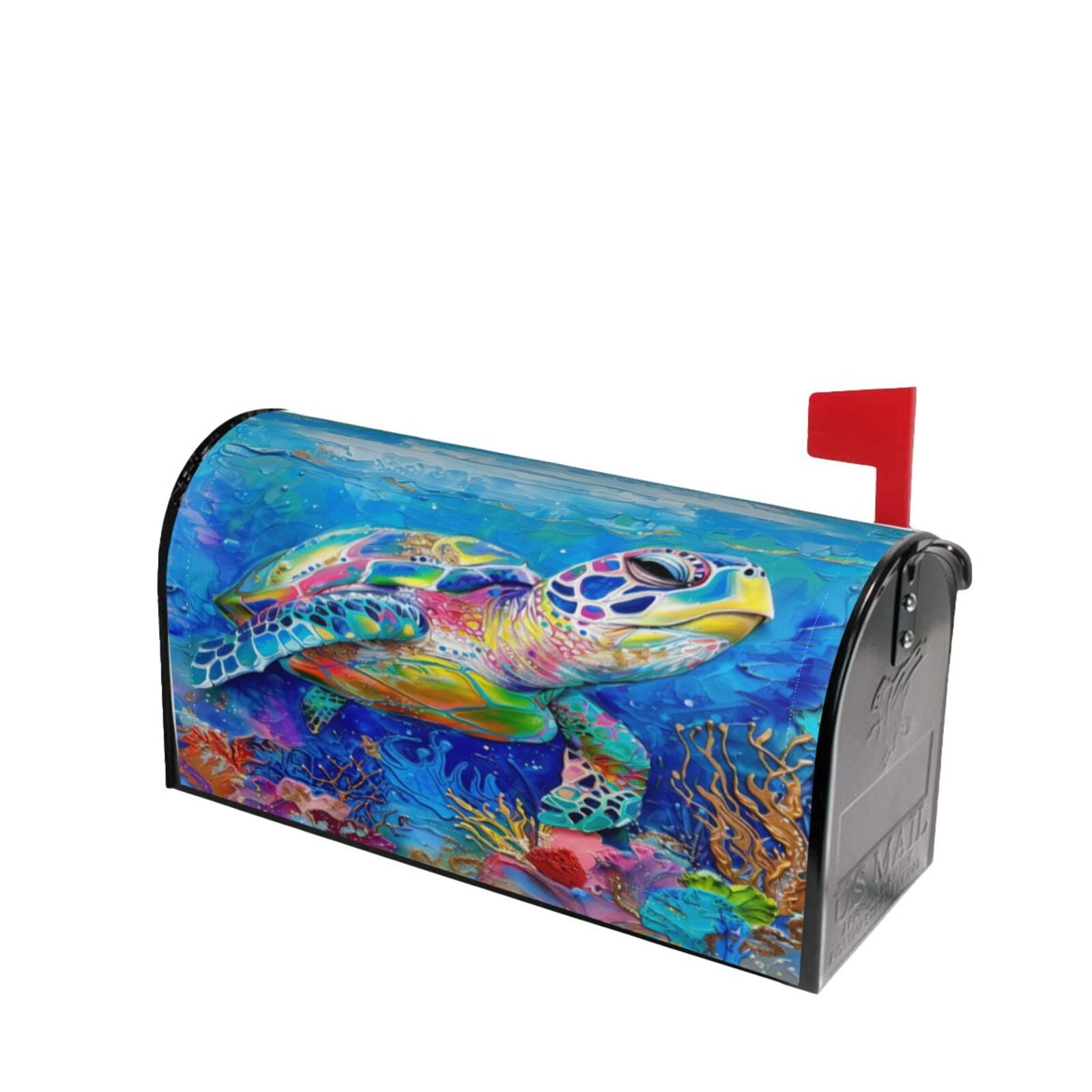 PHELIKA Colorful Sea Turtle Blue Ocean 03 Magnetic Mailbox Covers Post ...