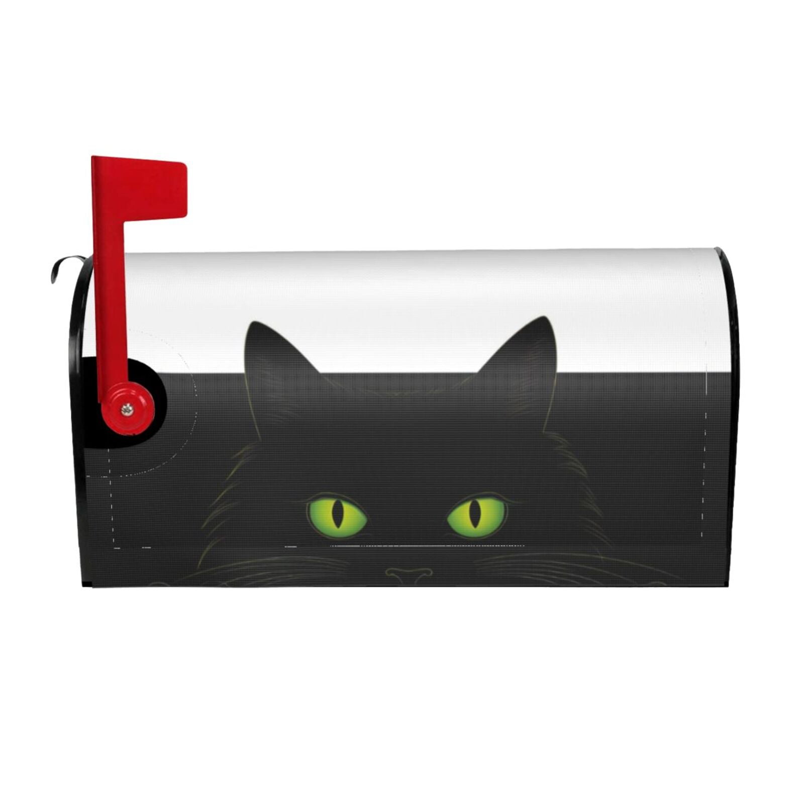 PHELIKA Cute Black Cat Face With Green Eyes 01 Magnetic Mailbox Covers ...