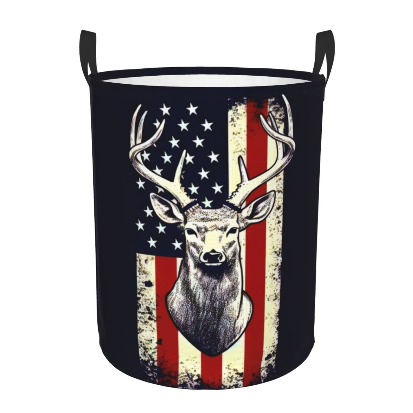 PHELIKA Deer American Flag Hunting 01 Laundry Hamper Waterproof ...