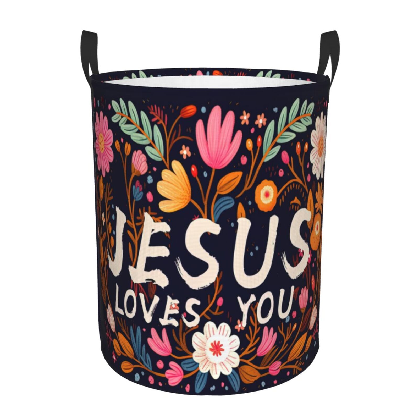 PHELIKA Jesus Loves You Christian Monogram 02 Laundry Hamper Waterproof ...
