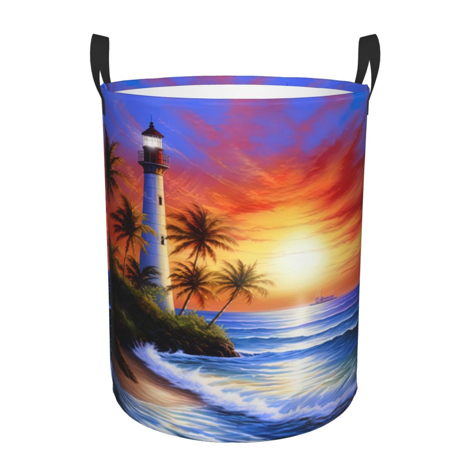 PHELIKA Lighthouse Beach Garden Summer 05 Laundry Hamper Waterproof ...