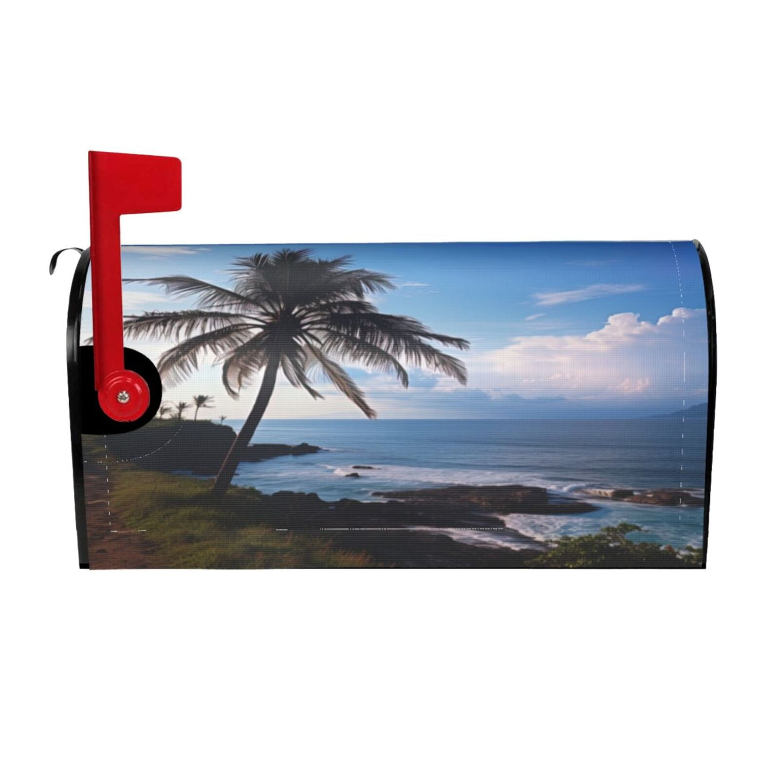 PHELIKA Ocean Beach Scene With Palm Trees 02 Mailbox Covers Magnetic ...