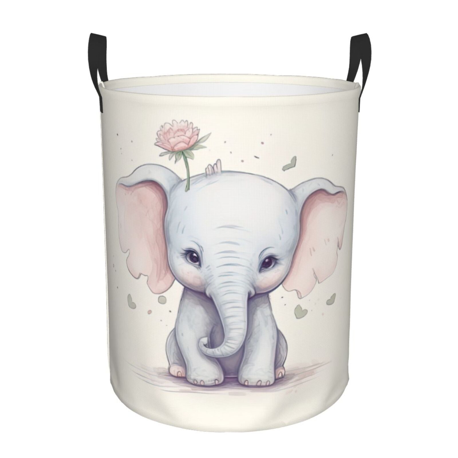 PHELIKA Pink Cute Elephant 01 Laundry Hamper Waterproof Foldable Oxford ...
