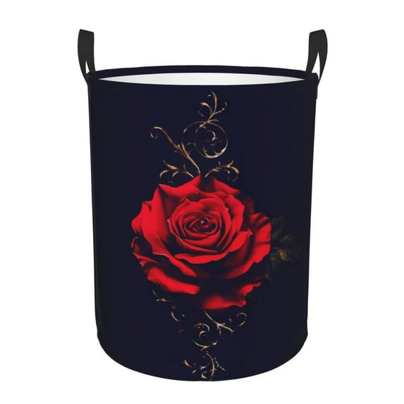 PHELIKA Red Rose Flower 01 Laundry Hamper Waterproof Foldable Oxford ...