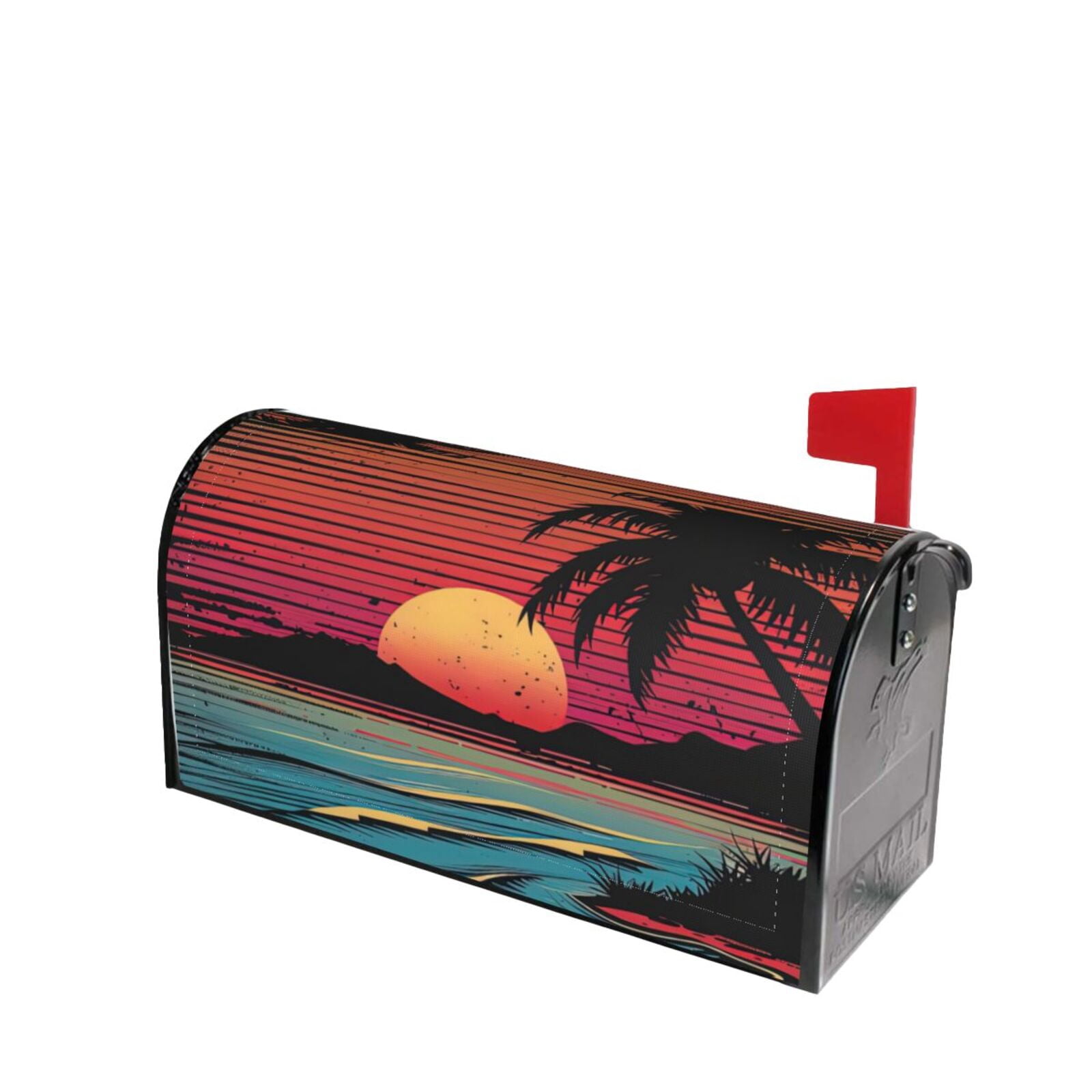 PHELIKA Retro Sunset Beach 2 Magnetic Mailbox Covers Standard Size 25.5 ...