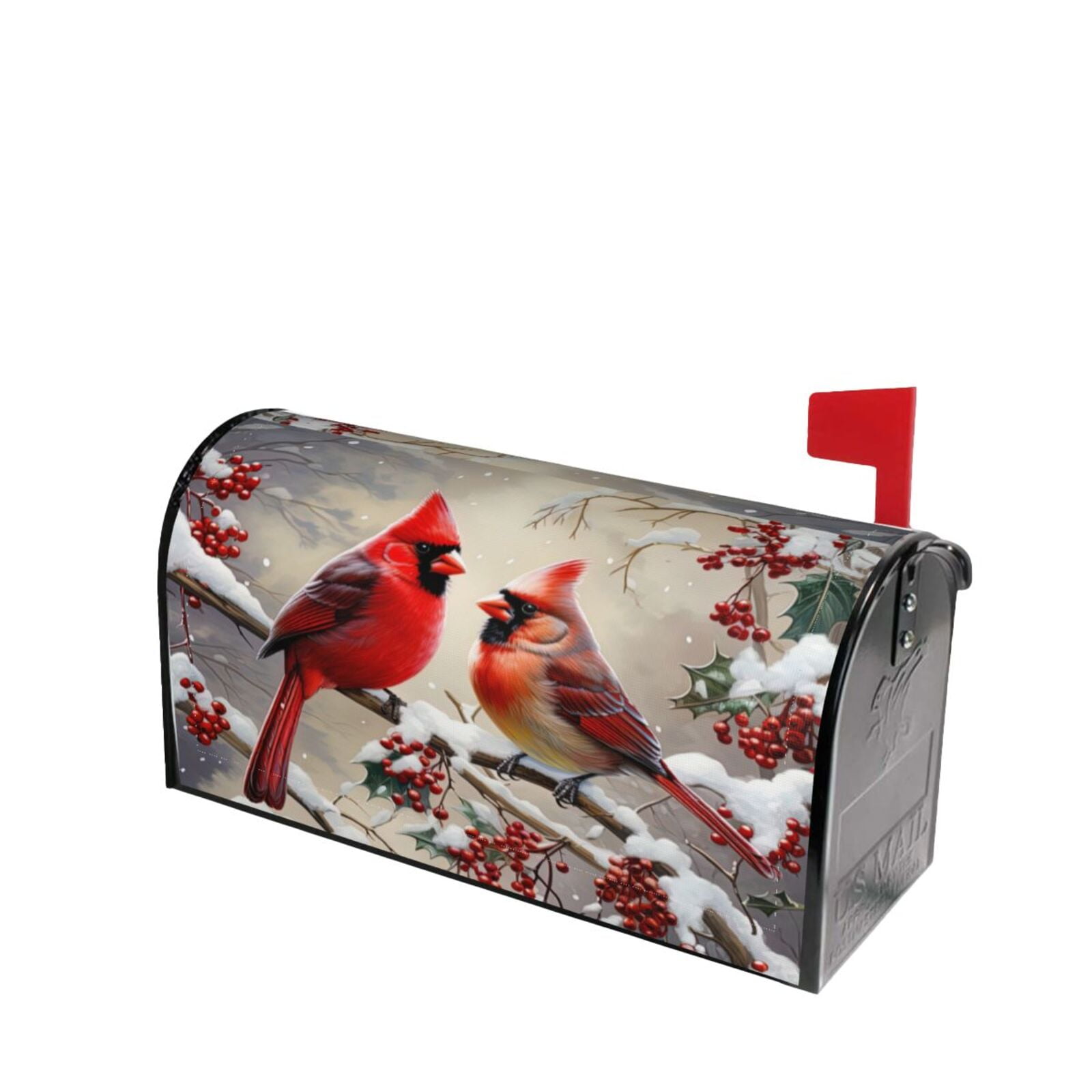 PHELIKA Snow Red Cardinal Winter Birds 09 Magnetic Mailbox Covers Post ...