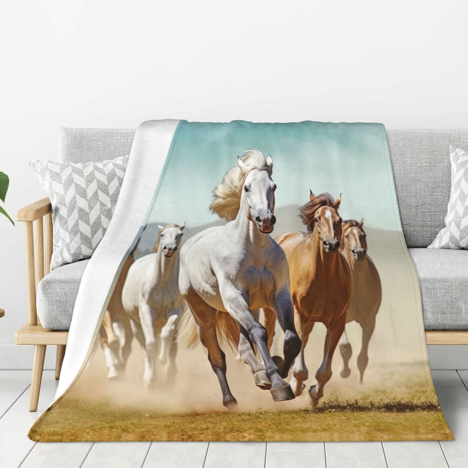 PHELIKA Steed Horses Run Gallop 02 Flannel Blanket Lightweight Cozy Bed ...