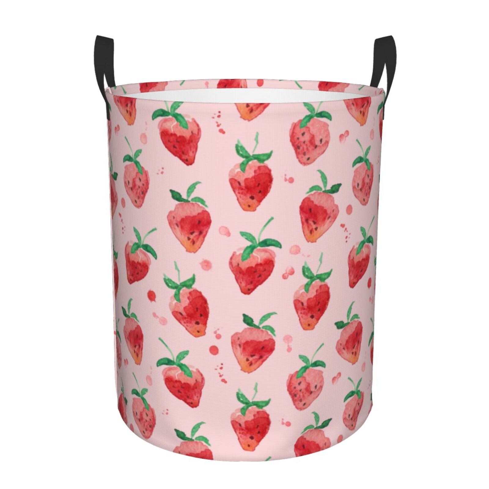 PHELIKA Strawberry Cute Red Laundry Hamper Waterproof Foldable Oxford ...