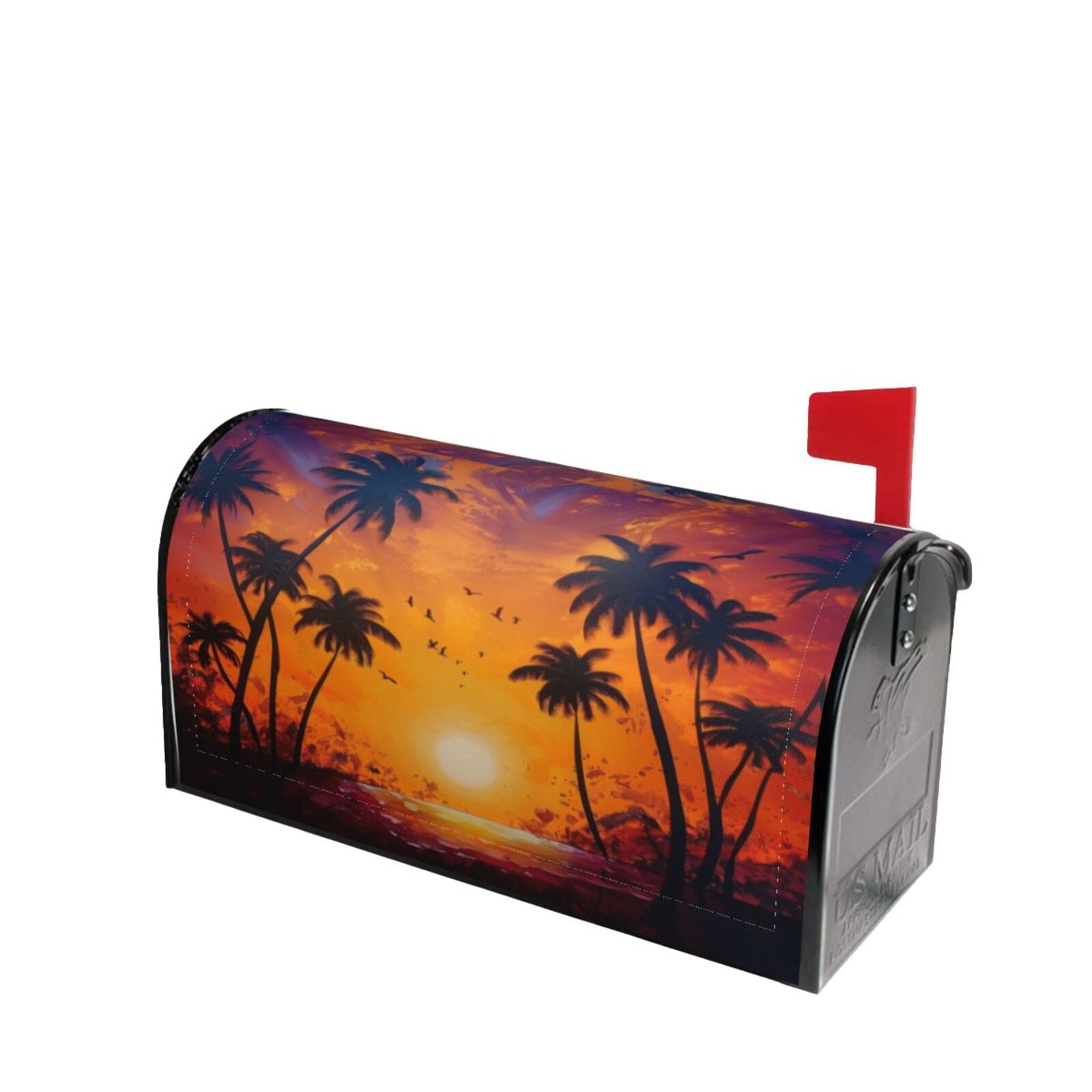 PHELIKA Sunset Palm Trees 07 Magnetic Mailbox Covers Post Letter Box ...