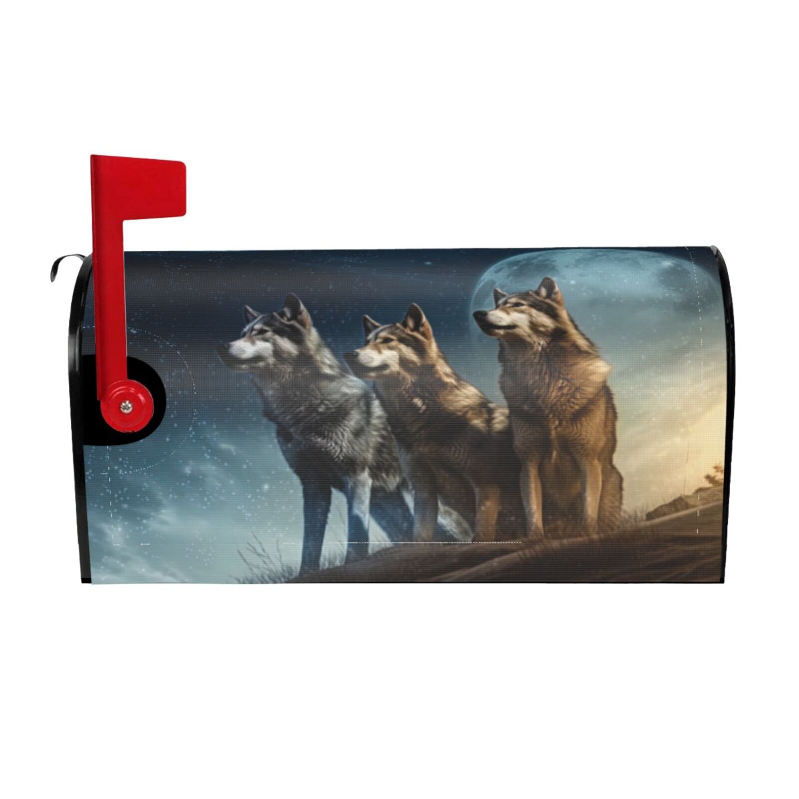 PHELIKA Three Grey Wolves Under The Moon 01 Mailbox Covers Magnetic ...