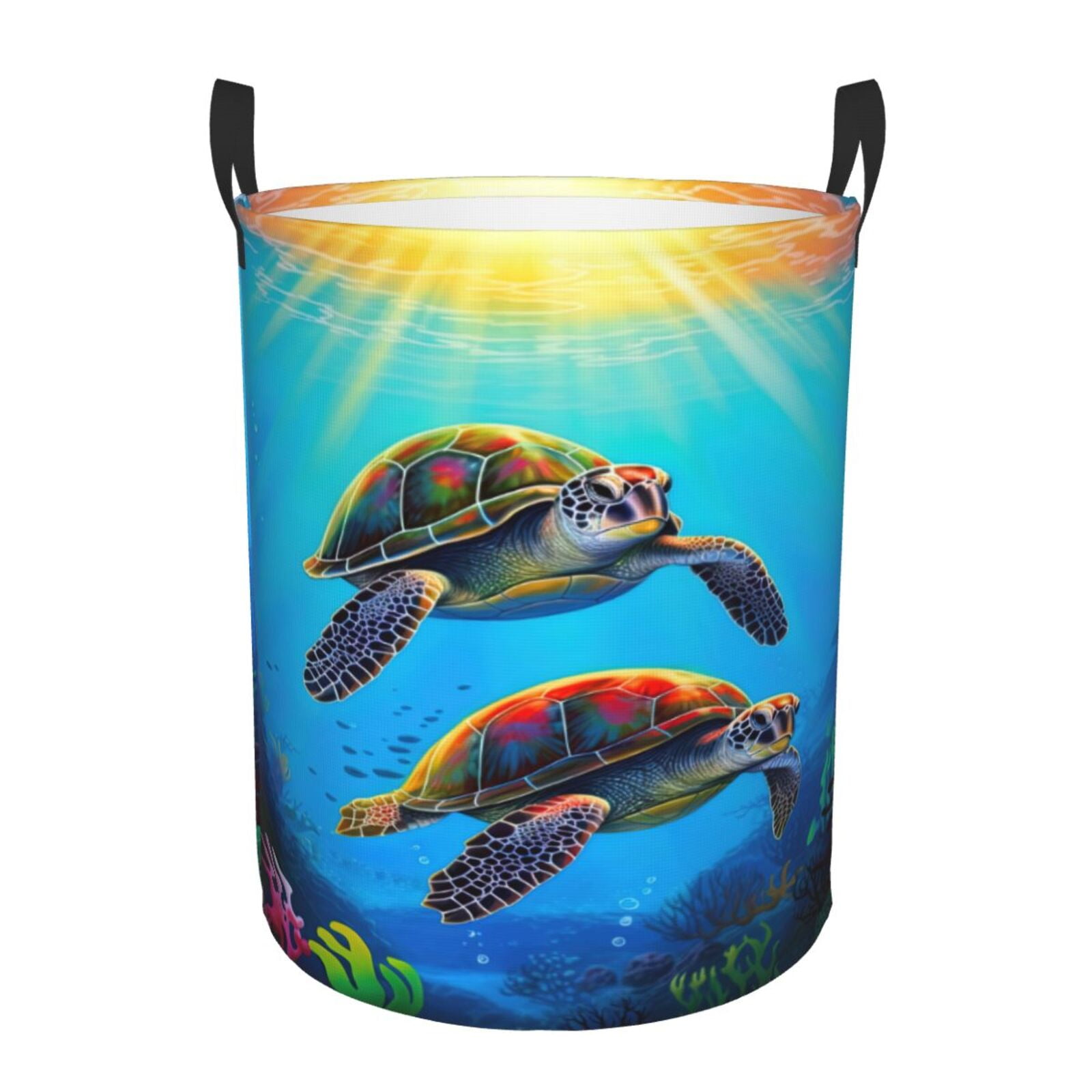 PHELIKA Two Sea Turtles Swimming Underwater 01 Laundry Hamper ...