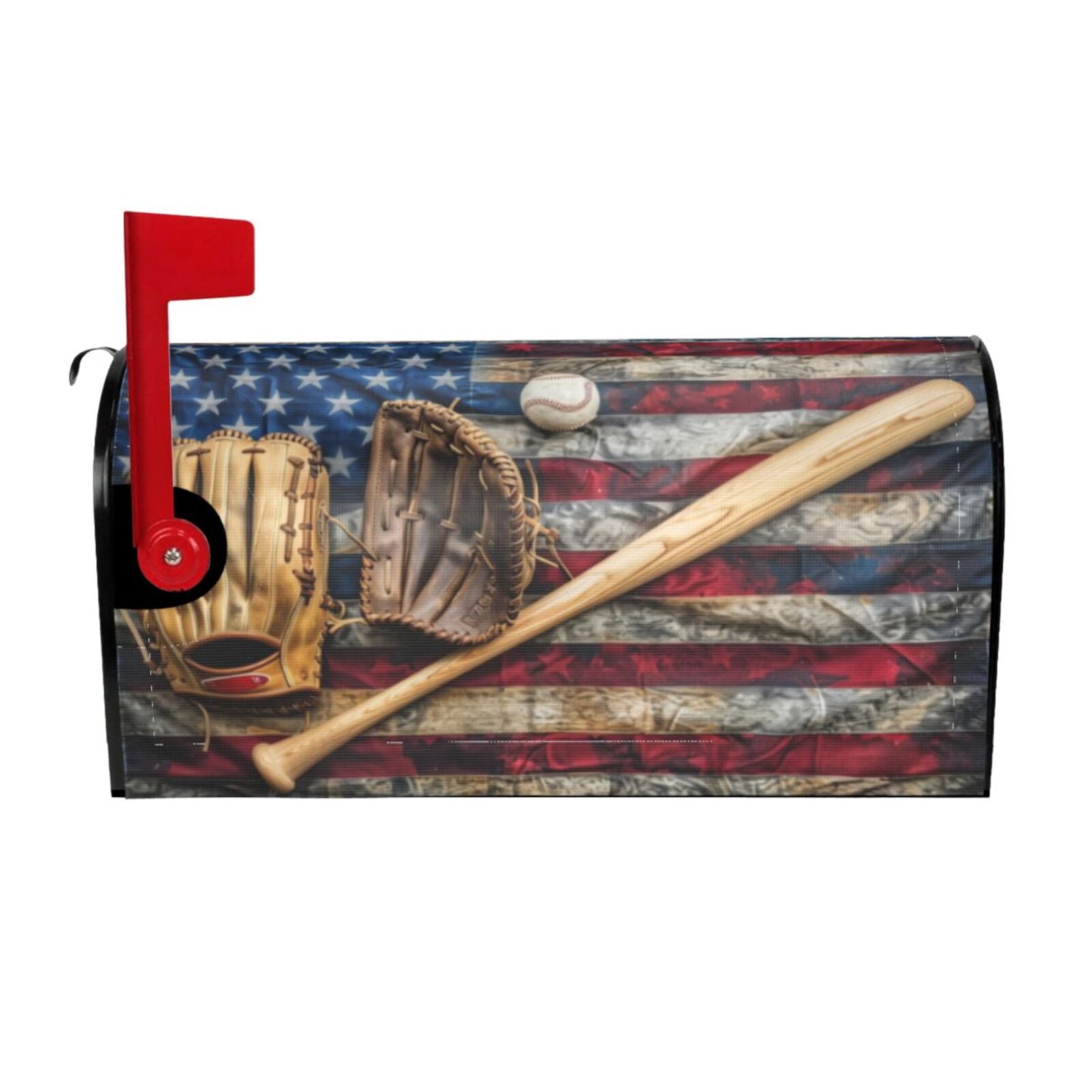 PHELIKA Vintage American Flag Baseball Bat Magnetic Mailbox Covers ...