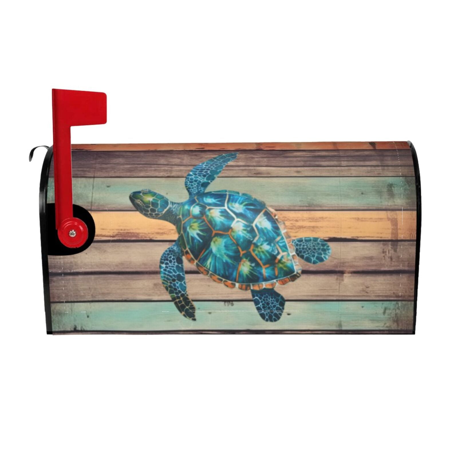 PHELIKA Vintage Old Wooden Texture Blue Sea Turtle 02 Magnetic Mailbox ...