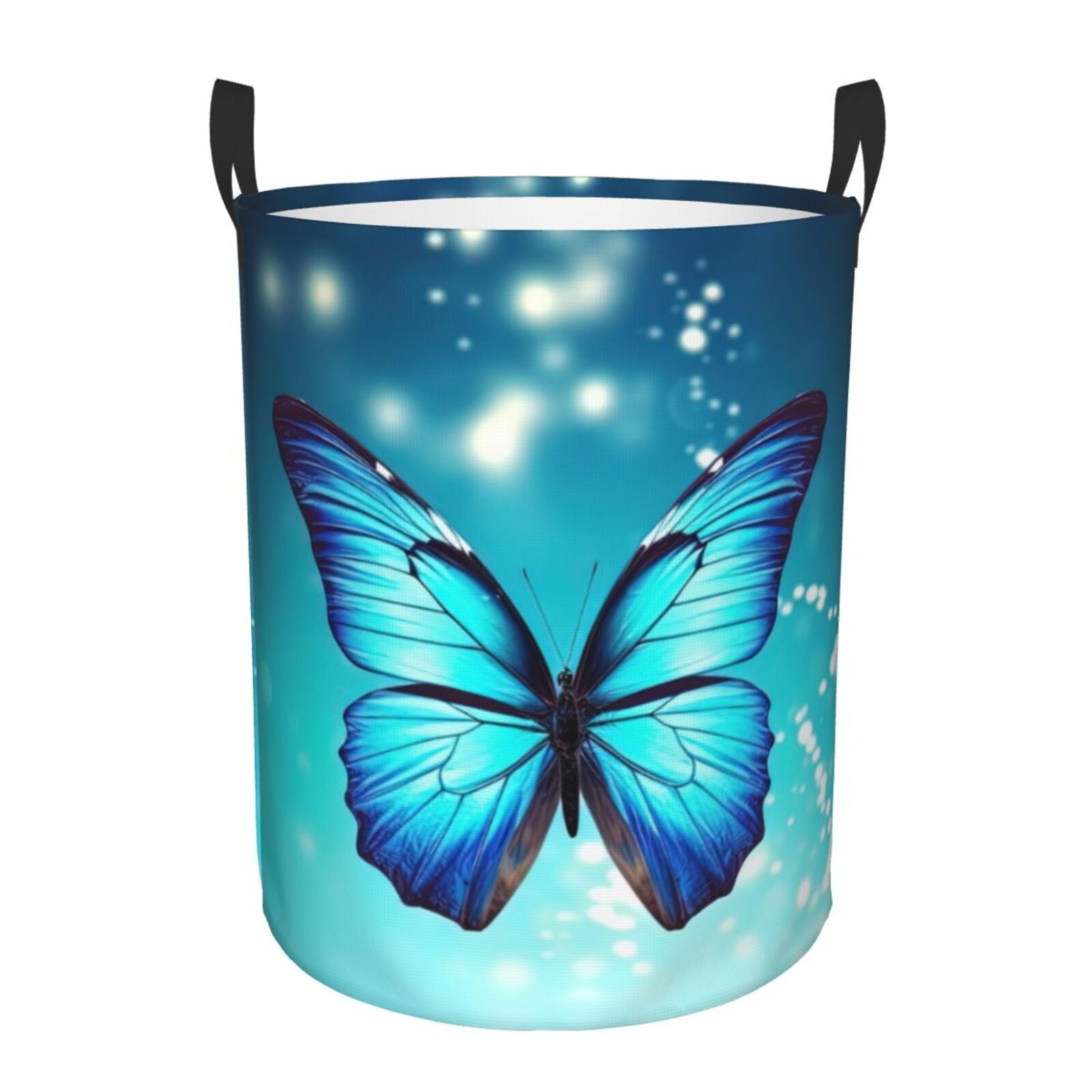 PHELIKA Water Flying Blue Butterfly 04 Laundry Hamper Waterproof ...