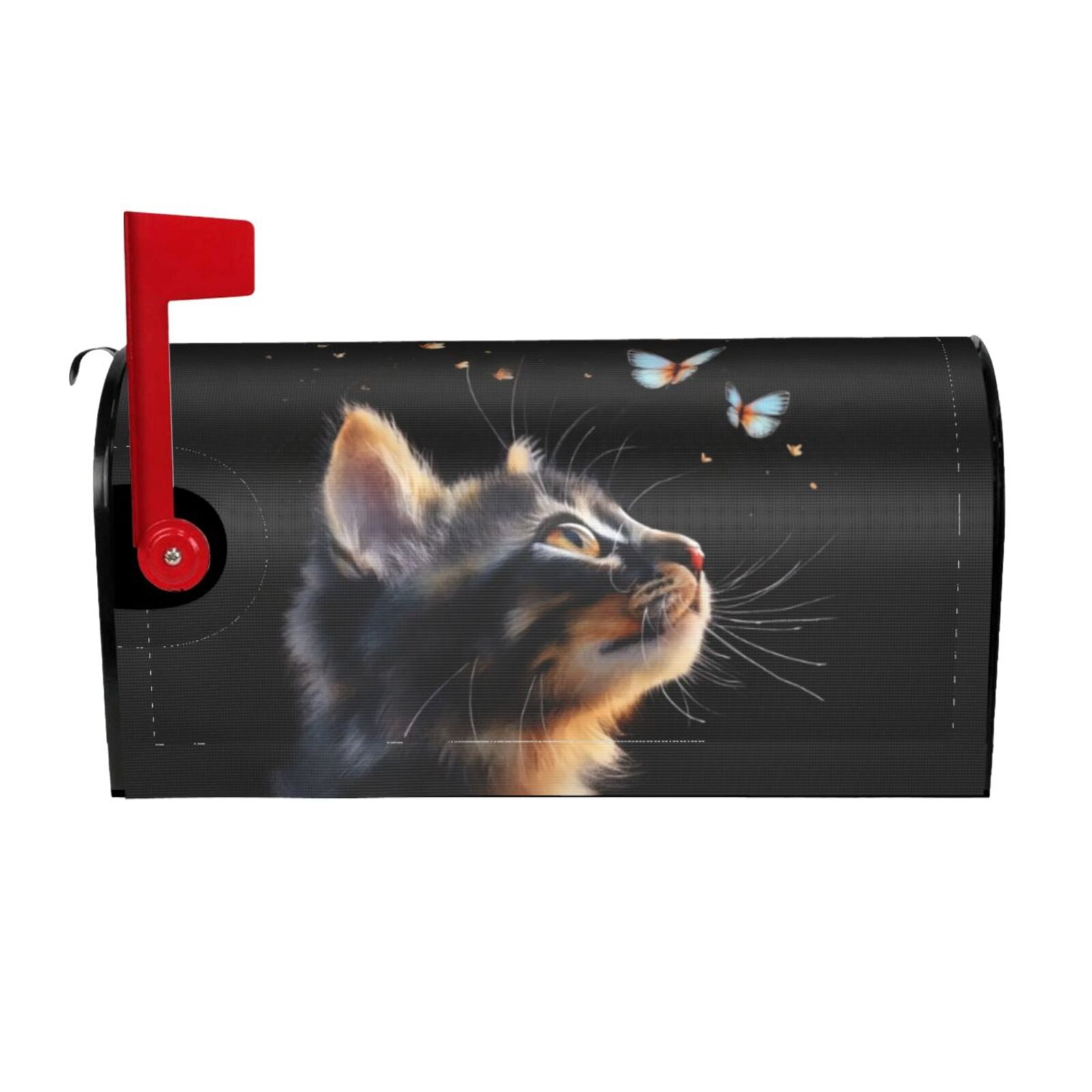 PHELIKA Watercolor Cat Butterfly Animal 01 Mailbox Covers Magnetic ...