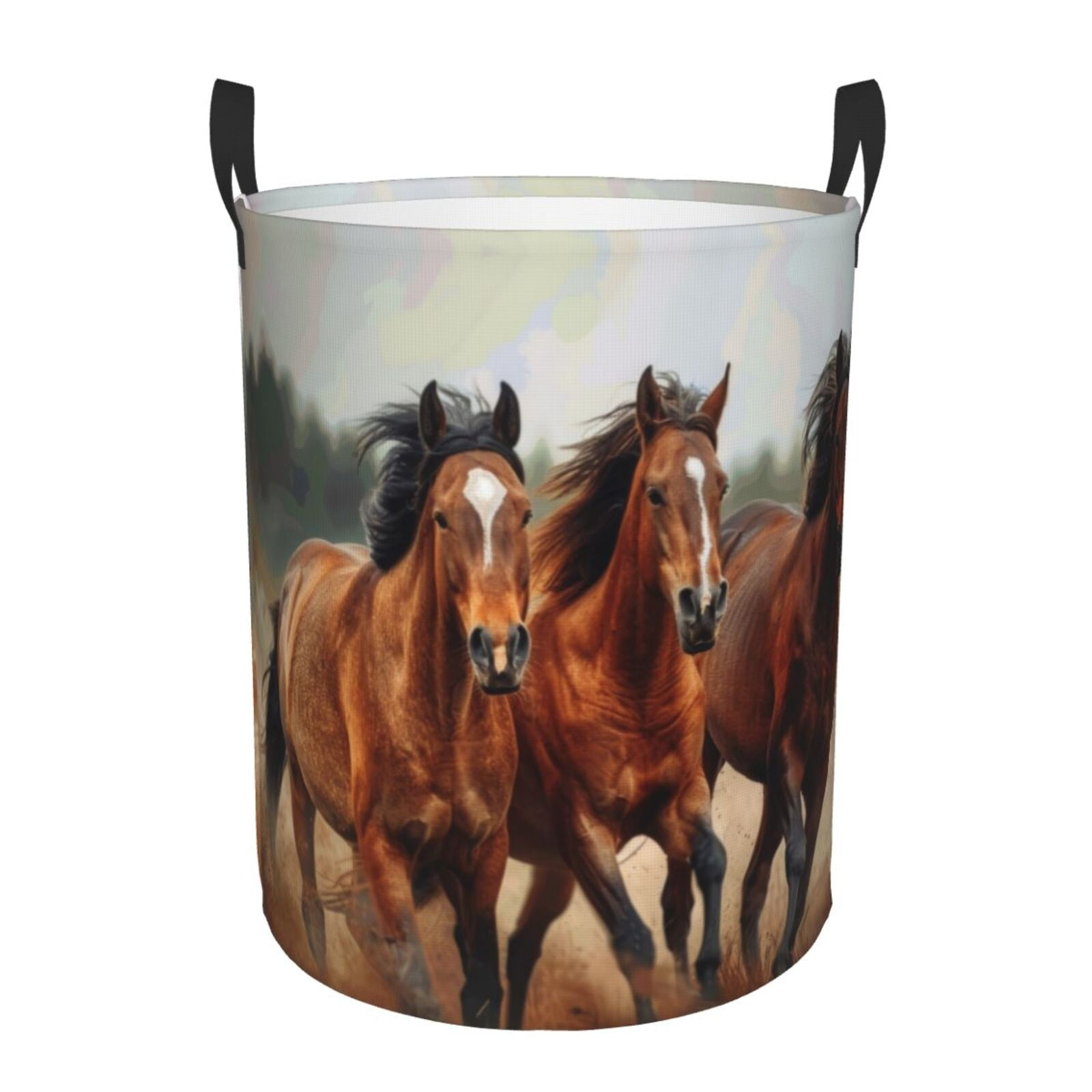 PHELIKA Wild Free Running Brown Horses 02 Laundry Hamper Waterproof ...