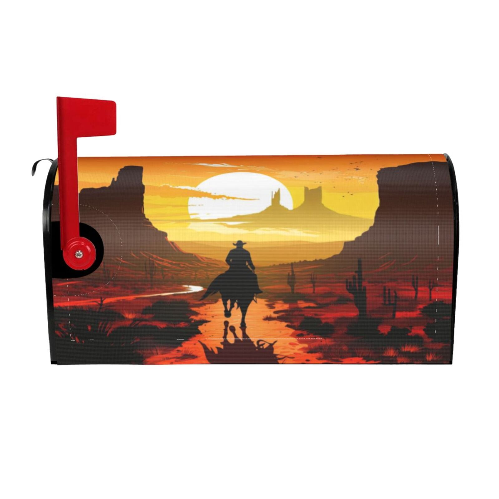 PHELIKA Wild West American Desert Cowboy On Horse 03 Mailbox Covers ...