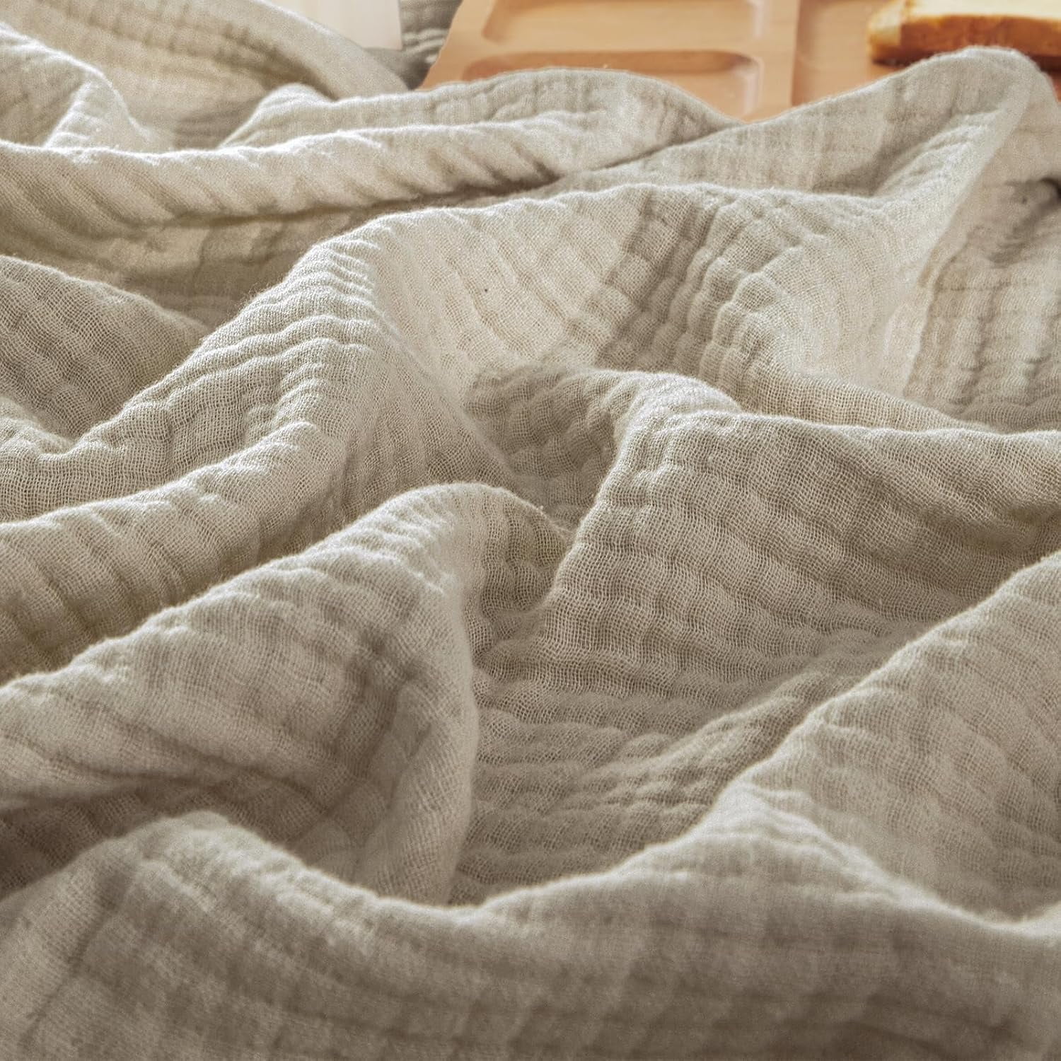 PHF 100% Cotton Muslin Queen Blanket, 90" x 90", 4-Layer Lightweight ...