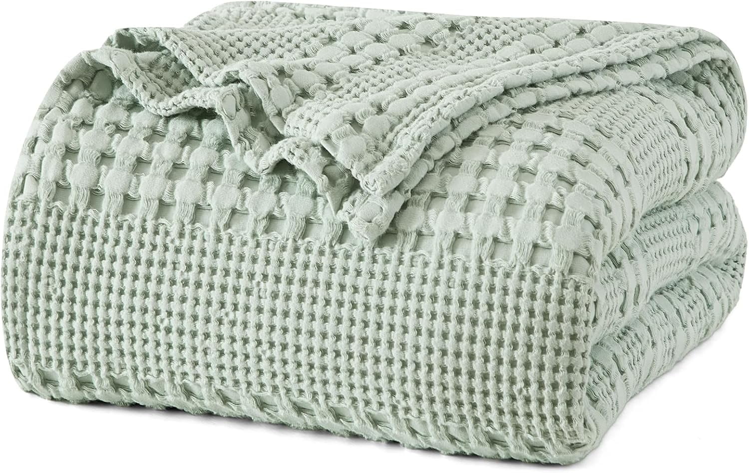 PHF 100% Cotton Waffle Weave Blanket, Lightweight King Washed Blanket ...