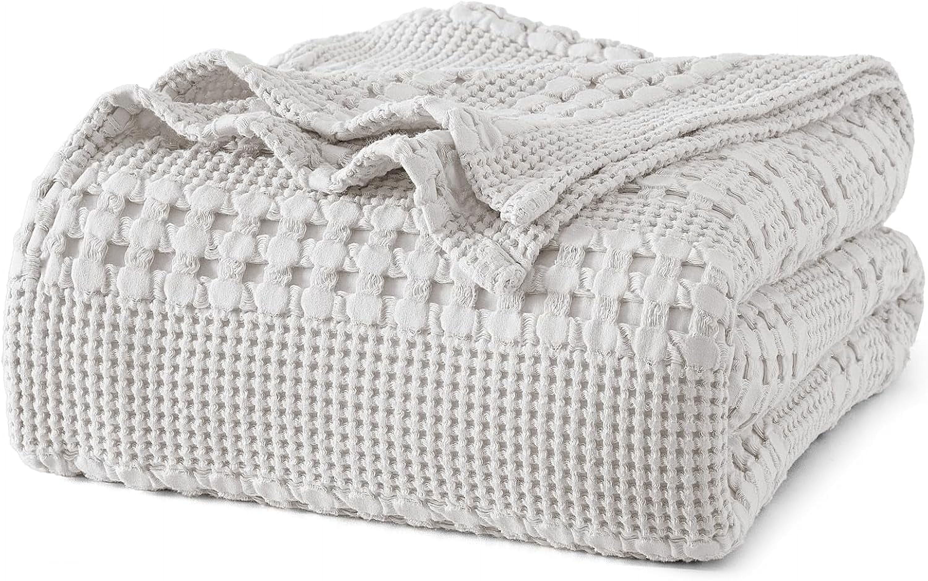 PHF 100% Cotton Waffle Weave Blanket, Lightweight Queen Washed Blanket for Bed Sofa Home Decor ...