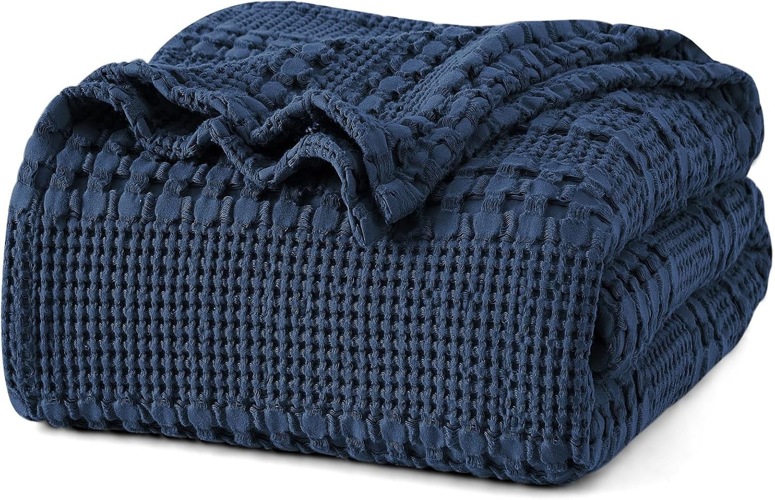 PHF 100% Cotton Waffle Weave Blanket, Lightweight Queen Washed Blanket ...