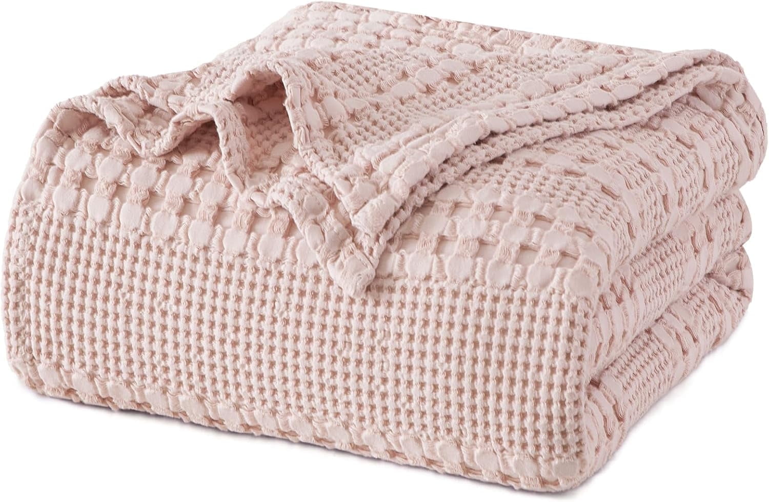 PHF 100% Cotton Waffle Weave Blanket, Lightweight Queen Washed Blanket for Bed Sofa Home Decor ...