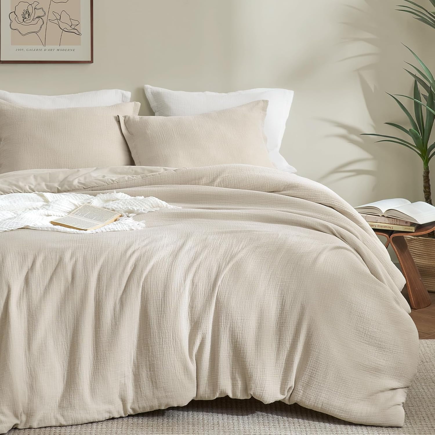 PHF Cotton Muslin Comforter Set Queen Size, Ultra Soft Breathable ...