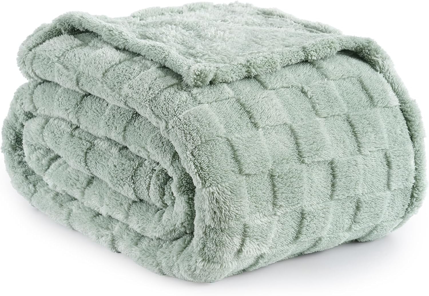 PHF Checkered Fleece Blanket, 90"x90", Queen Size Green - Walmart.com