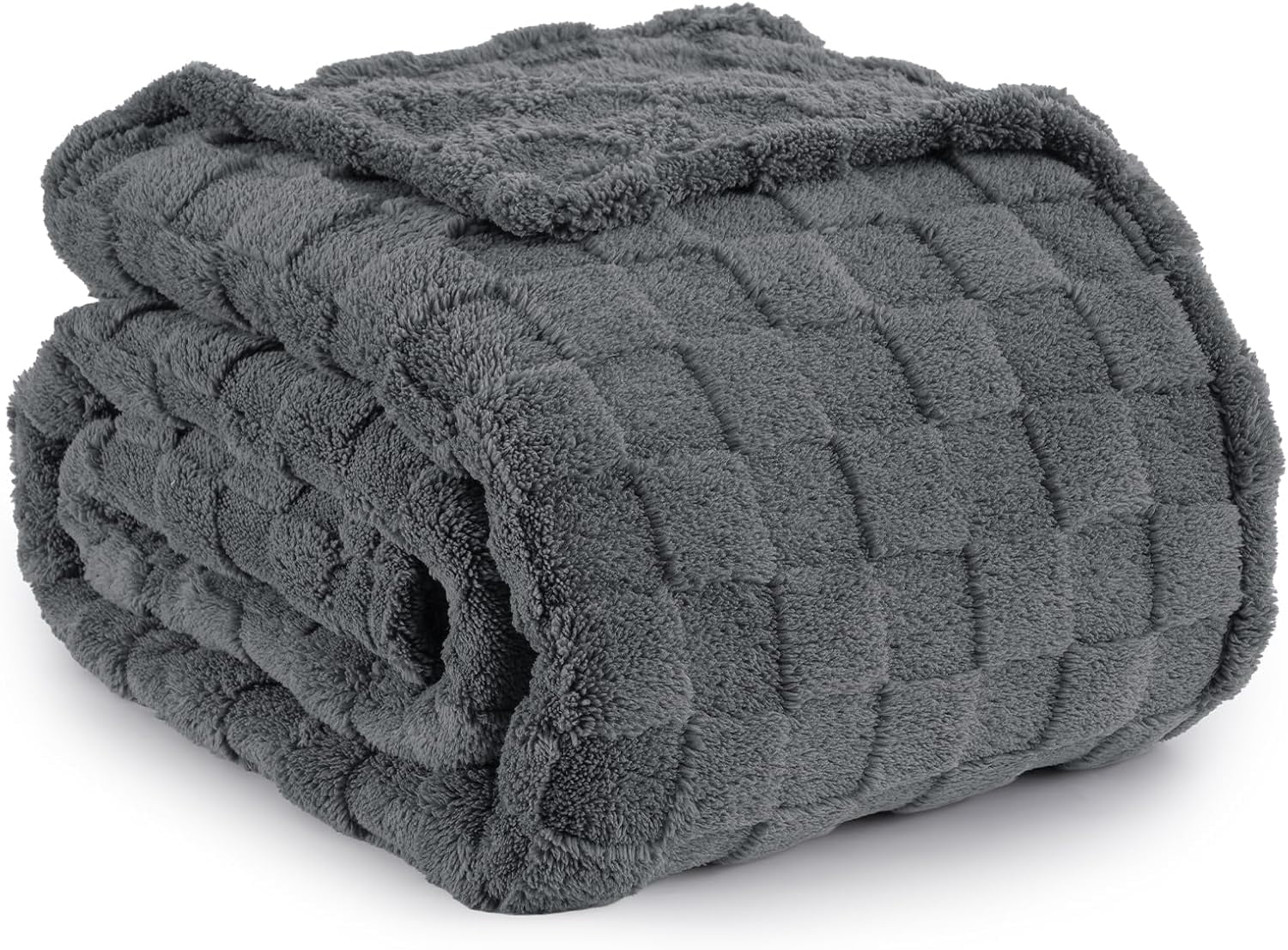 PHF Checkered Fleece Blanket Twin Size for Sofa Bed, Contemporary ...