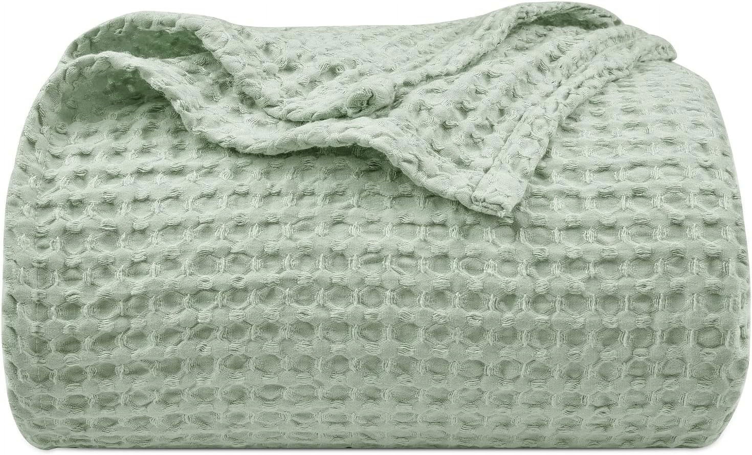 PHF Ultra Soft Waffle Weave Blanket Queen Size, Washed Lightweight ...