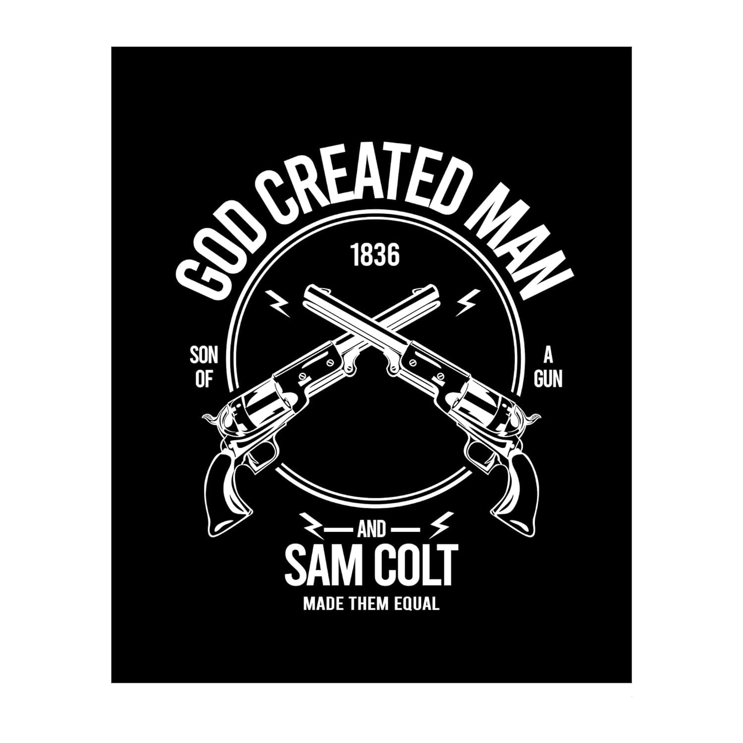 Phfzjyou God Created Man Sam Colt Made Them Equal Pro Gun Sign Second Amendment Rustic Garage