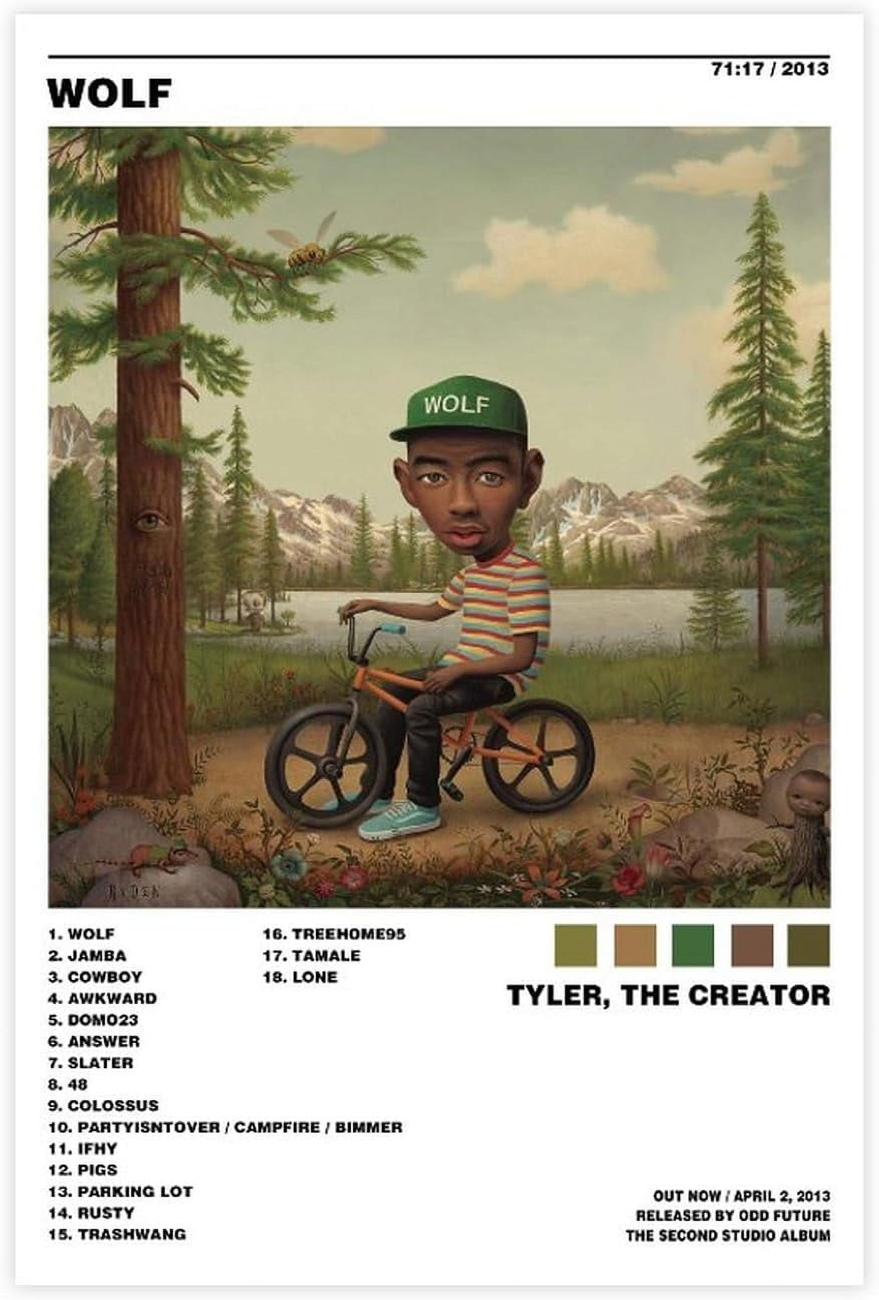 PHFZJYOU Tyler Wolf The Creator Music Album Rapper Poster frameless ...