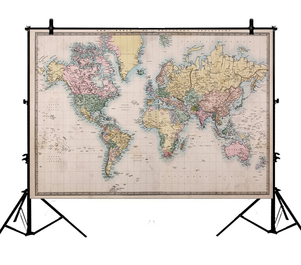 PHFZK 7x5ft Ancient Global Map Backdrops, Educational World Map ...