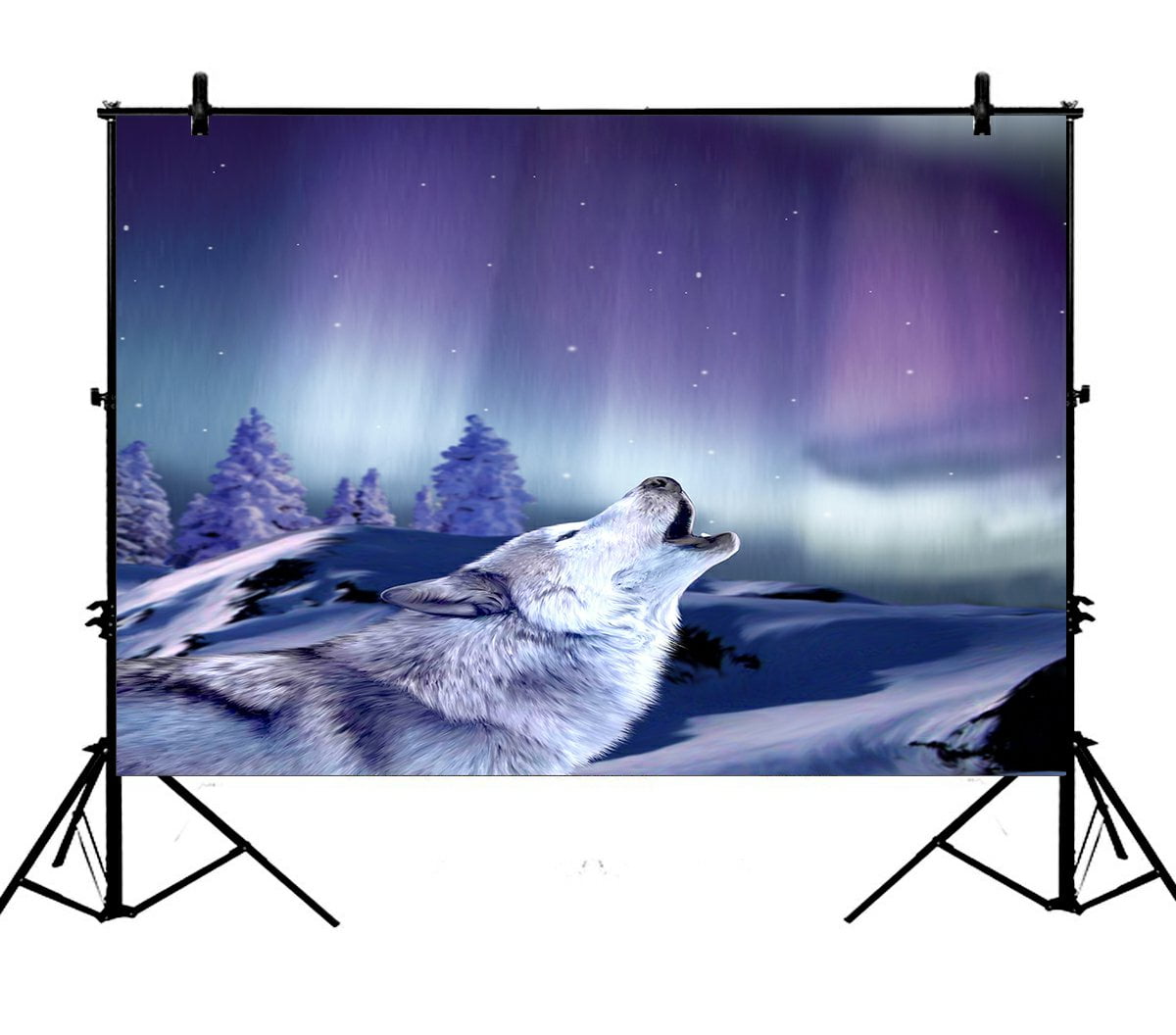 PHFZK 7x5ft Animal Backdrops, Wolf Howling in Forest Photography ...