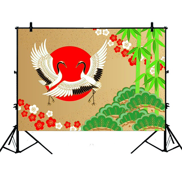 PHFZK 7x5ft Asian Backdrops, Japanese Style with Cranes and Pine Bamboo ...
