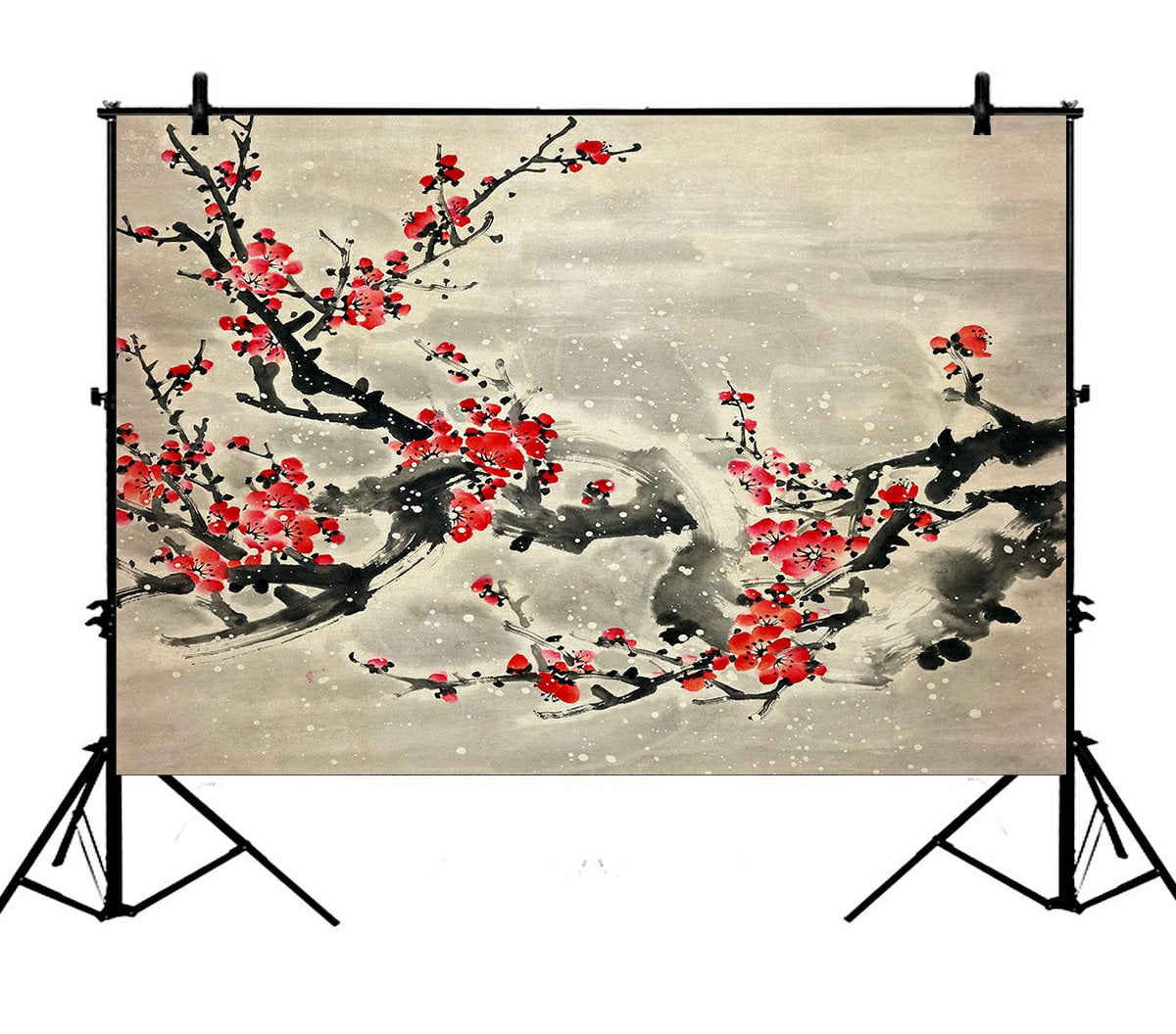 PHFZK 7x5ft Asian Backdrops, Plum Blossom Traditional Chinese Painting ...
