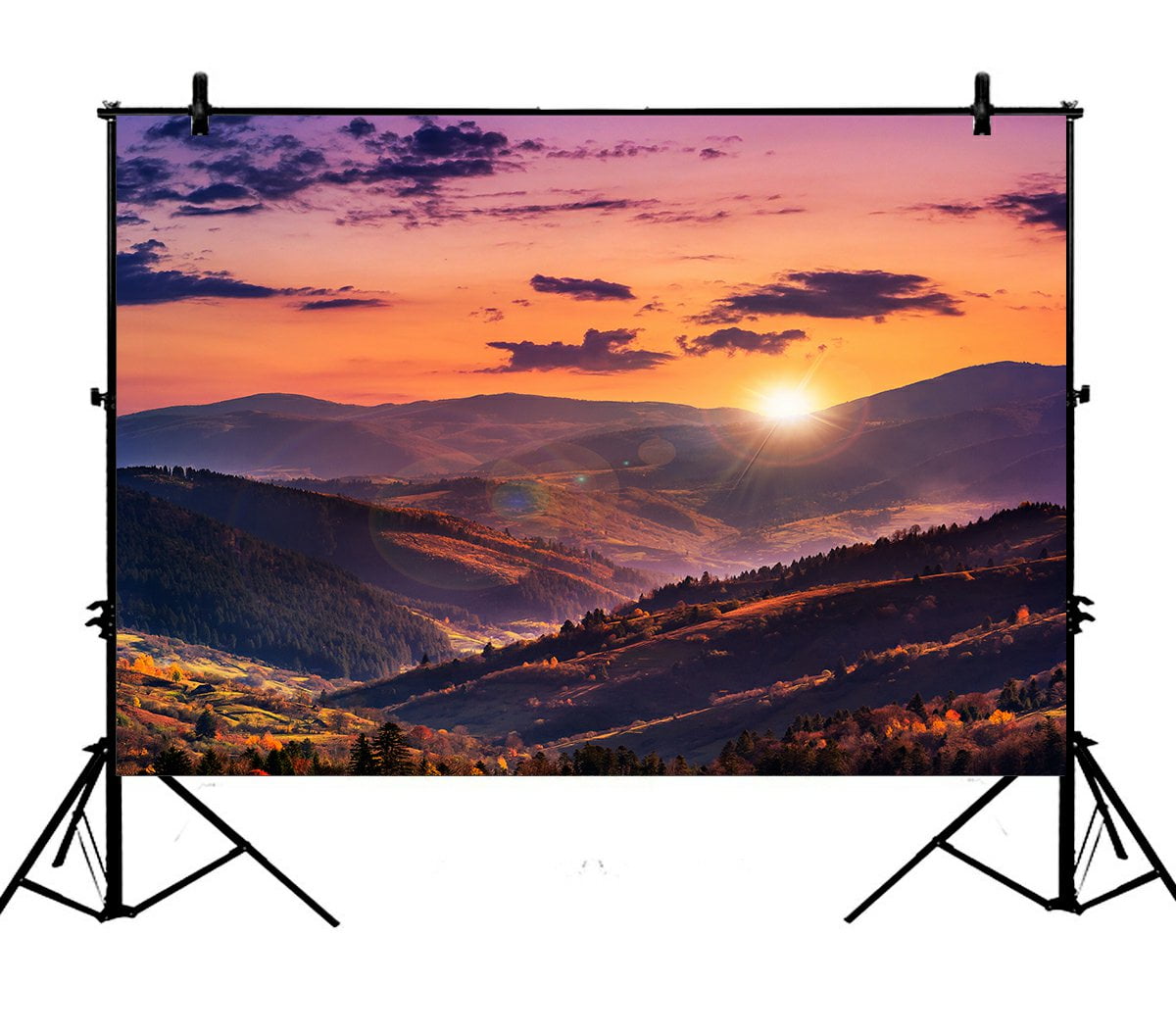 PHFZK 7x5ft Autumn Landscape Backdrops, Forest on a Hillside at Sunset ...