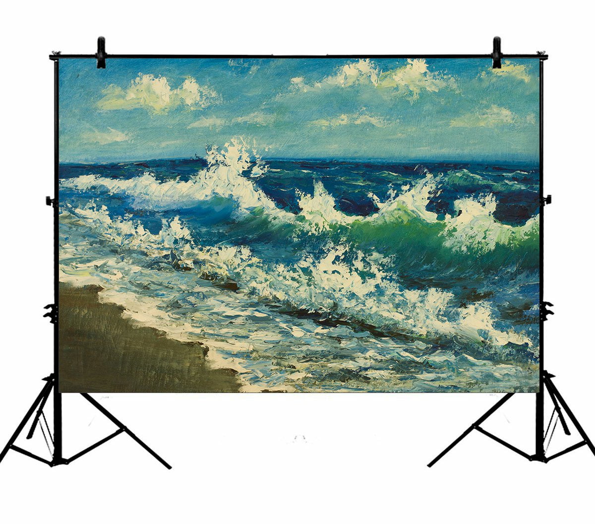 PHFZK 7x5ft Beautiful Ocean Waves Backdrops, Oil Painting of Sea Beach ...