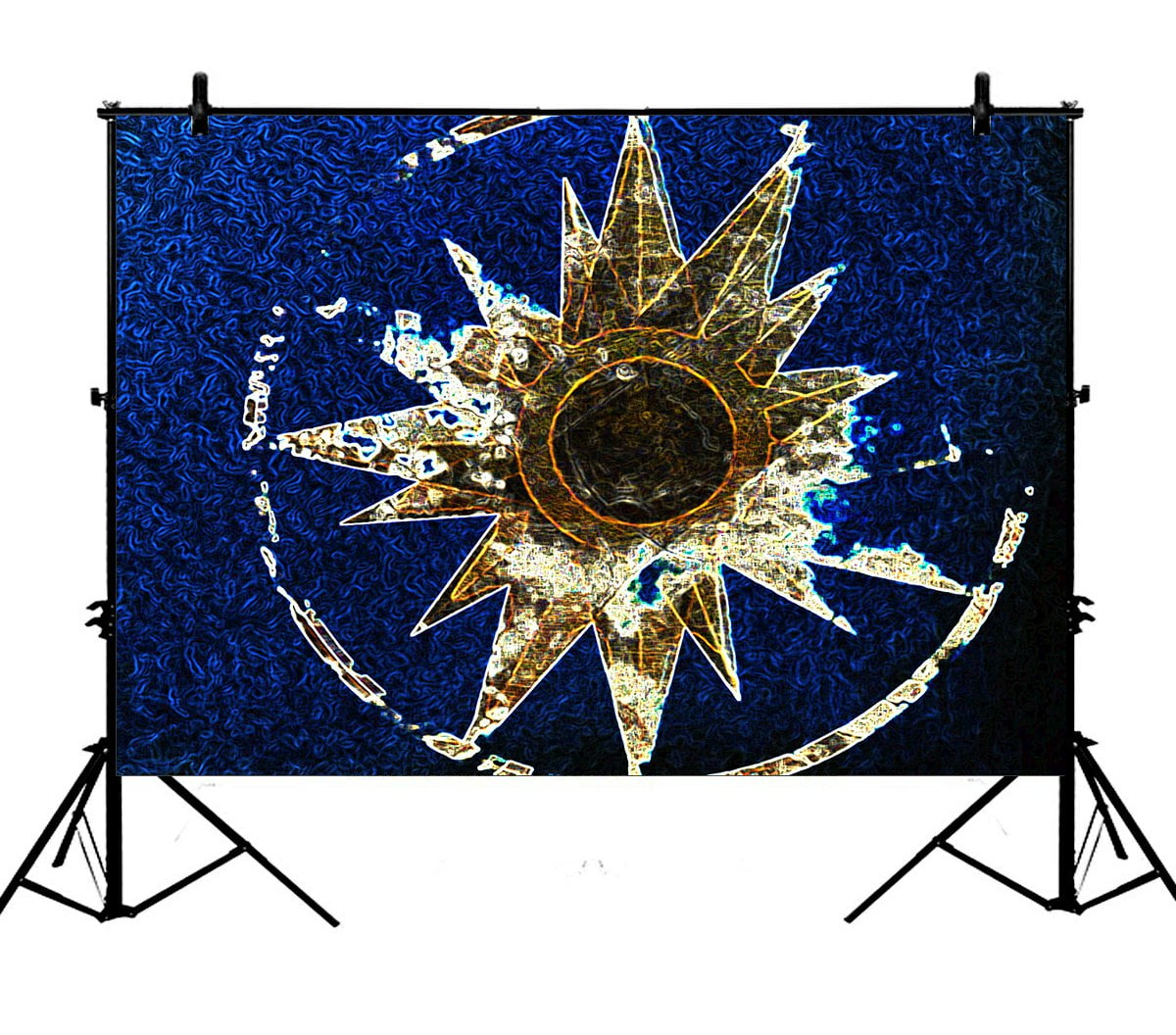 PHFZK 7x5ft Compass Backdrops, Wind Rose on Dark Blue Background ...