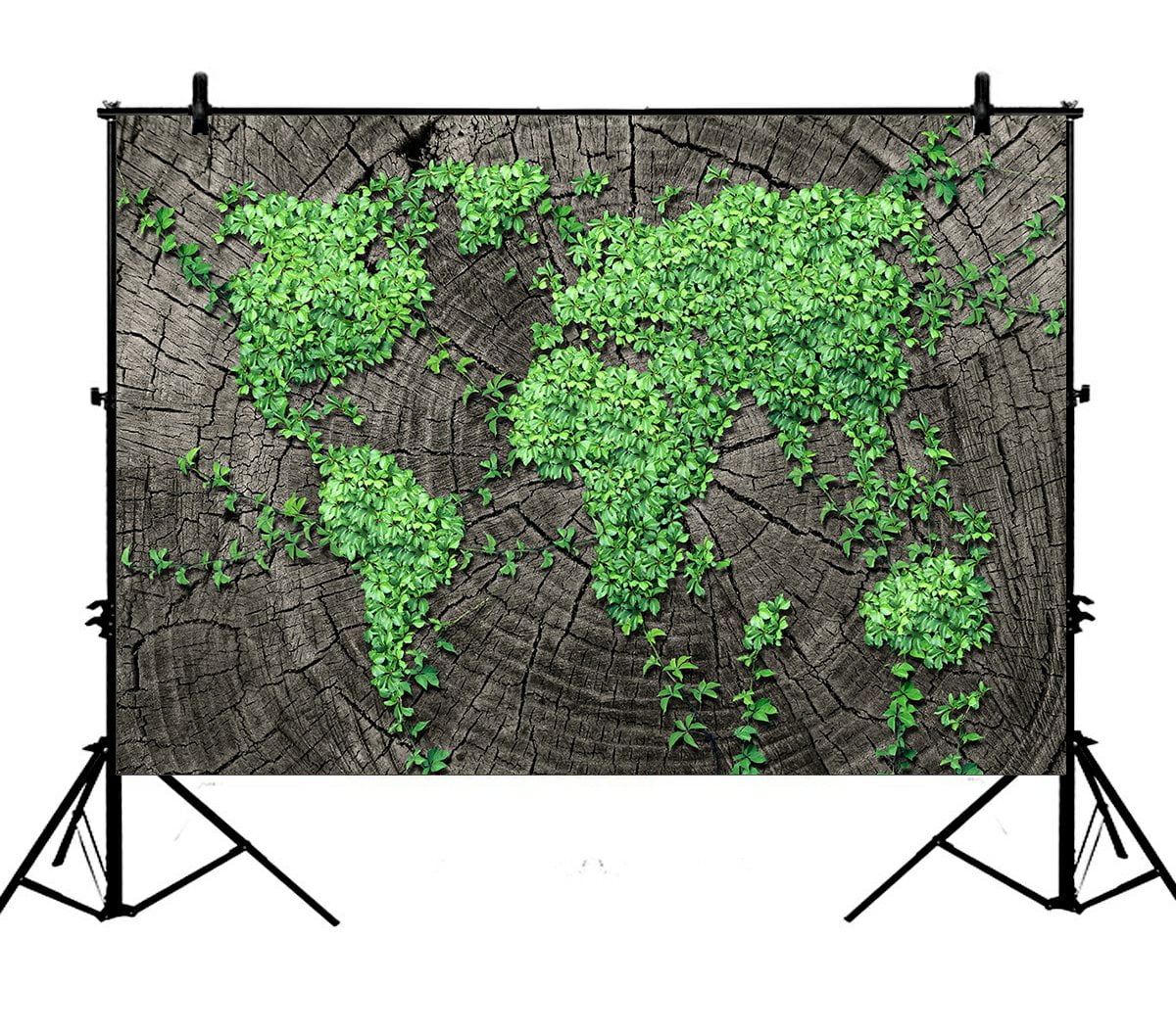 PHFZK 7x5ft Earth Map Backdrops, World Map on Tree Trunk Natural Wood ...
