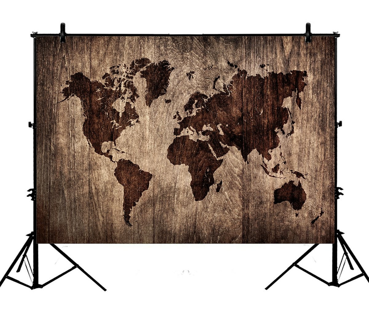 PHFZK 7x5ft Earth Map Backdrops, World Map on Wooden Pattern ...