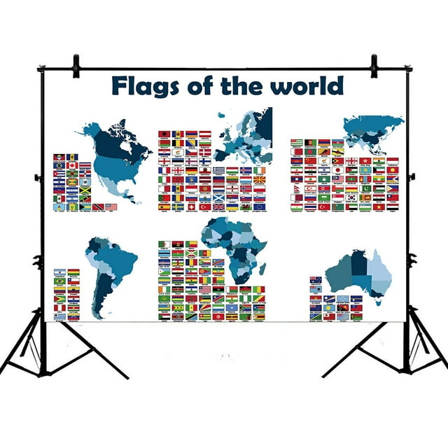 PHFZK 7x5ft Educational Backdrops, Flags of the World Photography ...