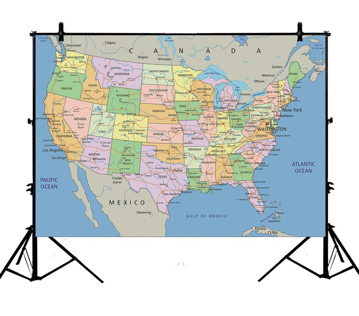 PHFZK 7x5ft Educational Backdrops, United States of America Map ...