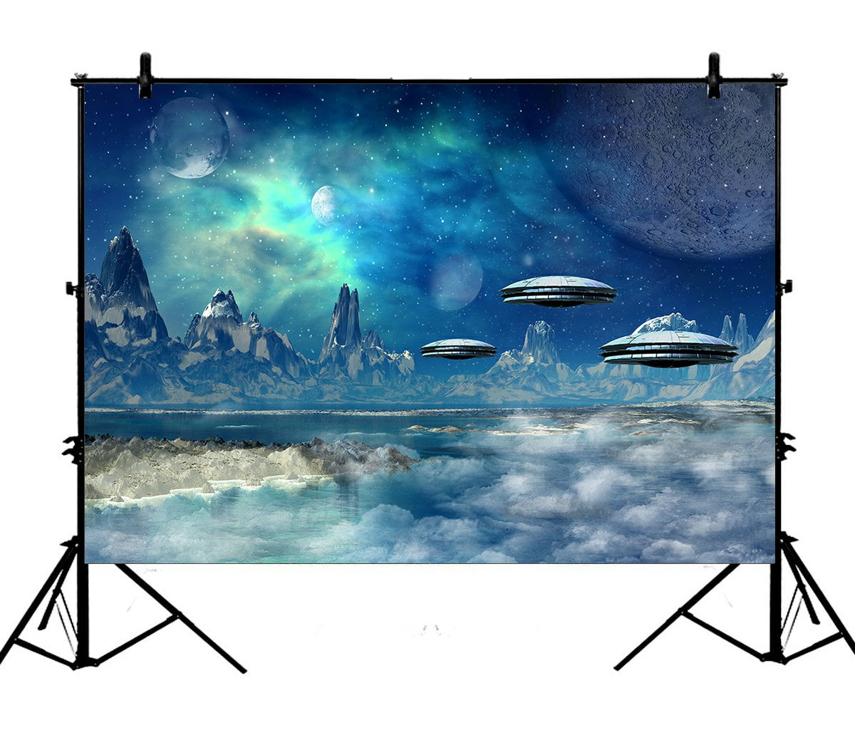 PHFZK 7x5ft Fantasy Backdrops, Alien Planet With Spaceships Photography ...