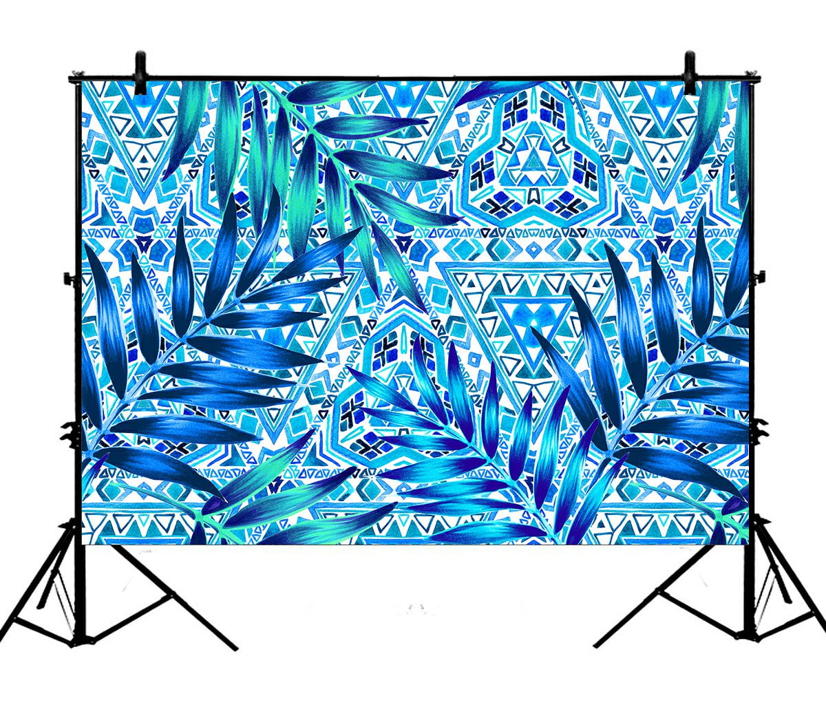 PHFZK 7x5ft Geometric Backdrops, Tropical Palm Leaves on Tribal Aztec ...