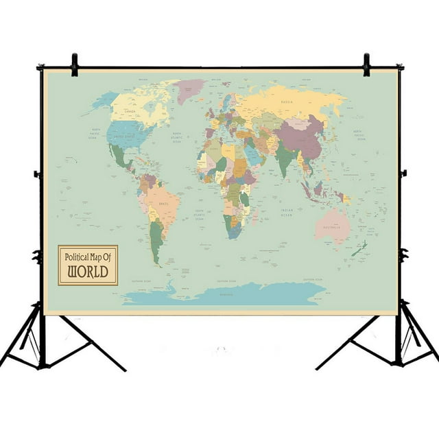 PHFZK 7x5ft Global Map Backdrops, Educational World Map Geologist Gifts ...